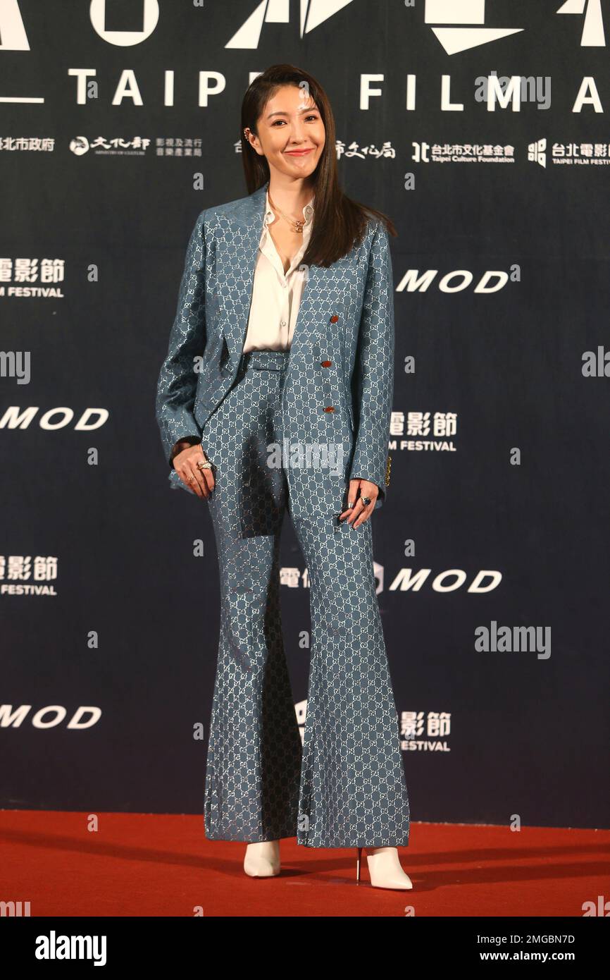 Taiwanese actress Cheryl Yang poses on the red carpet at the 2020 Taipei Film Festival in Taipei ...