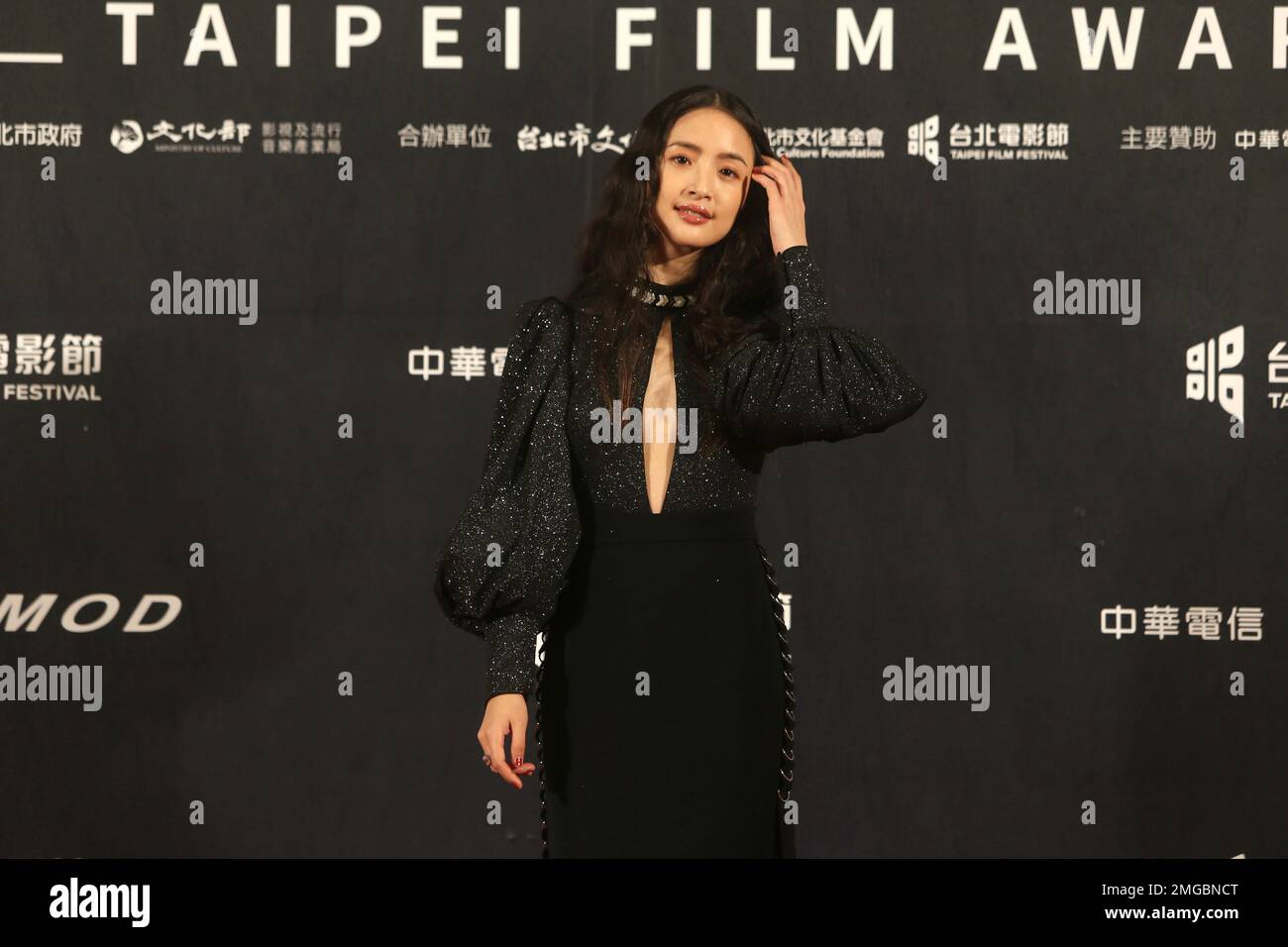 Taiwanese actress Ariel Lin poses on the red carpet at the 2020 Taipei ...