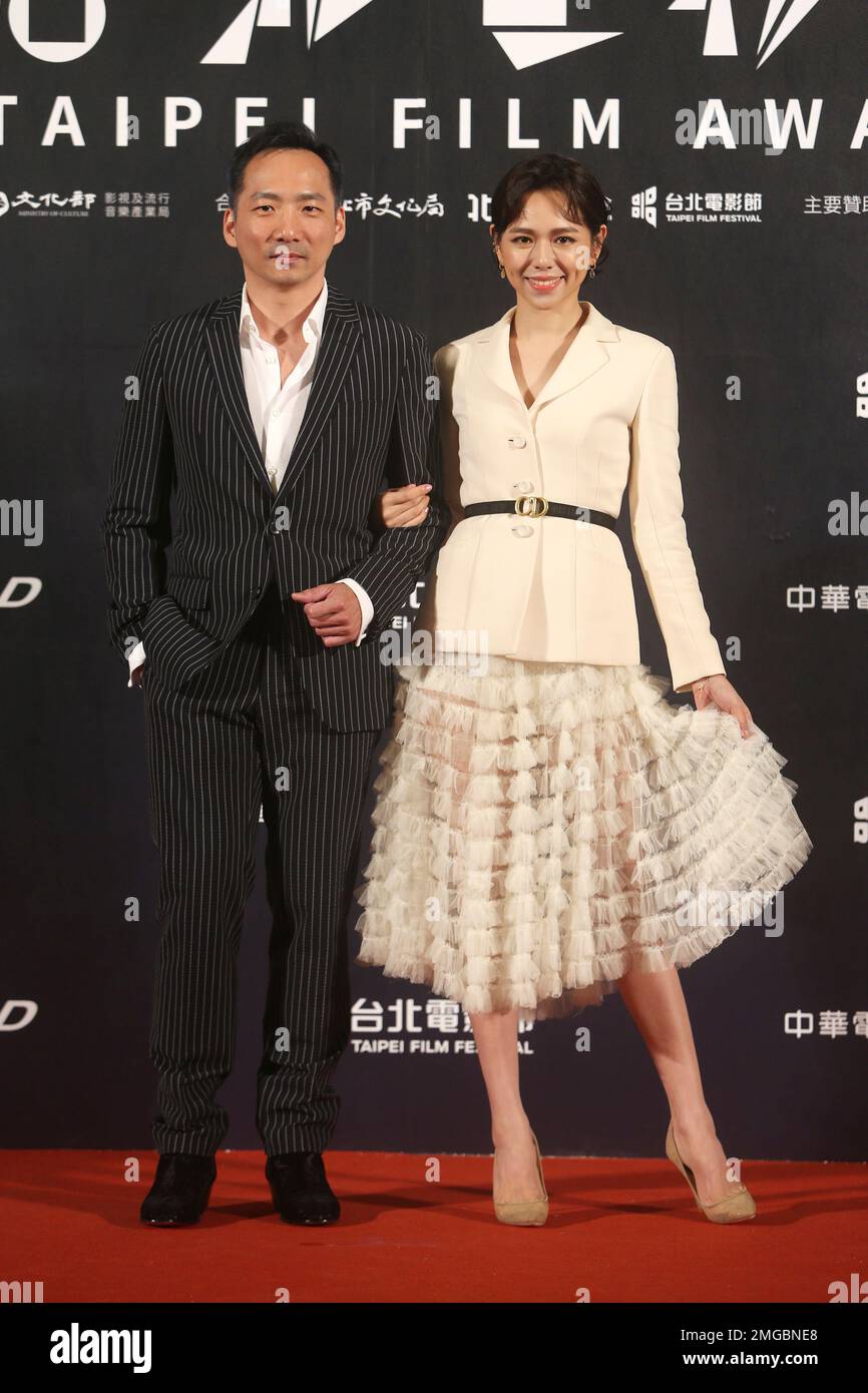 Taiwanese actor Stone Shih, left, and Taiwanese actress Kimi Hsia poses ...