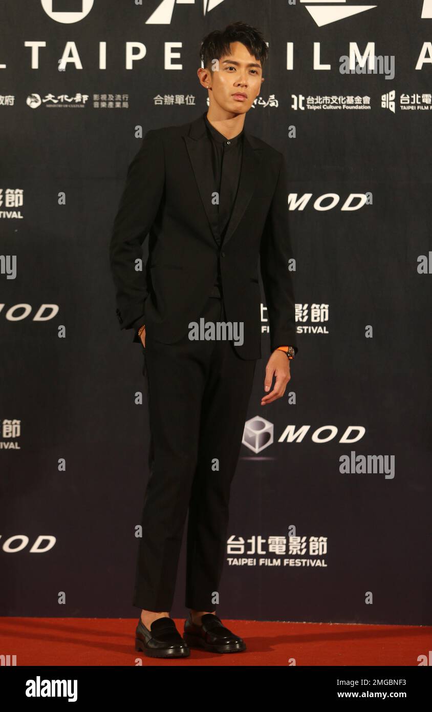 Taiwanese actor Kai Ko poses on the red carpet at the 2020 Taipei Film Festival in Taipei ...