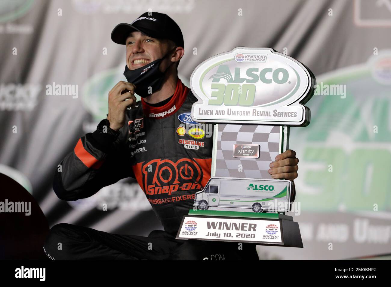 Austin Cindric (22) smiles after winning a NASCAR Xfinity Series auto ...