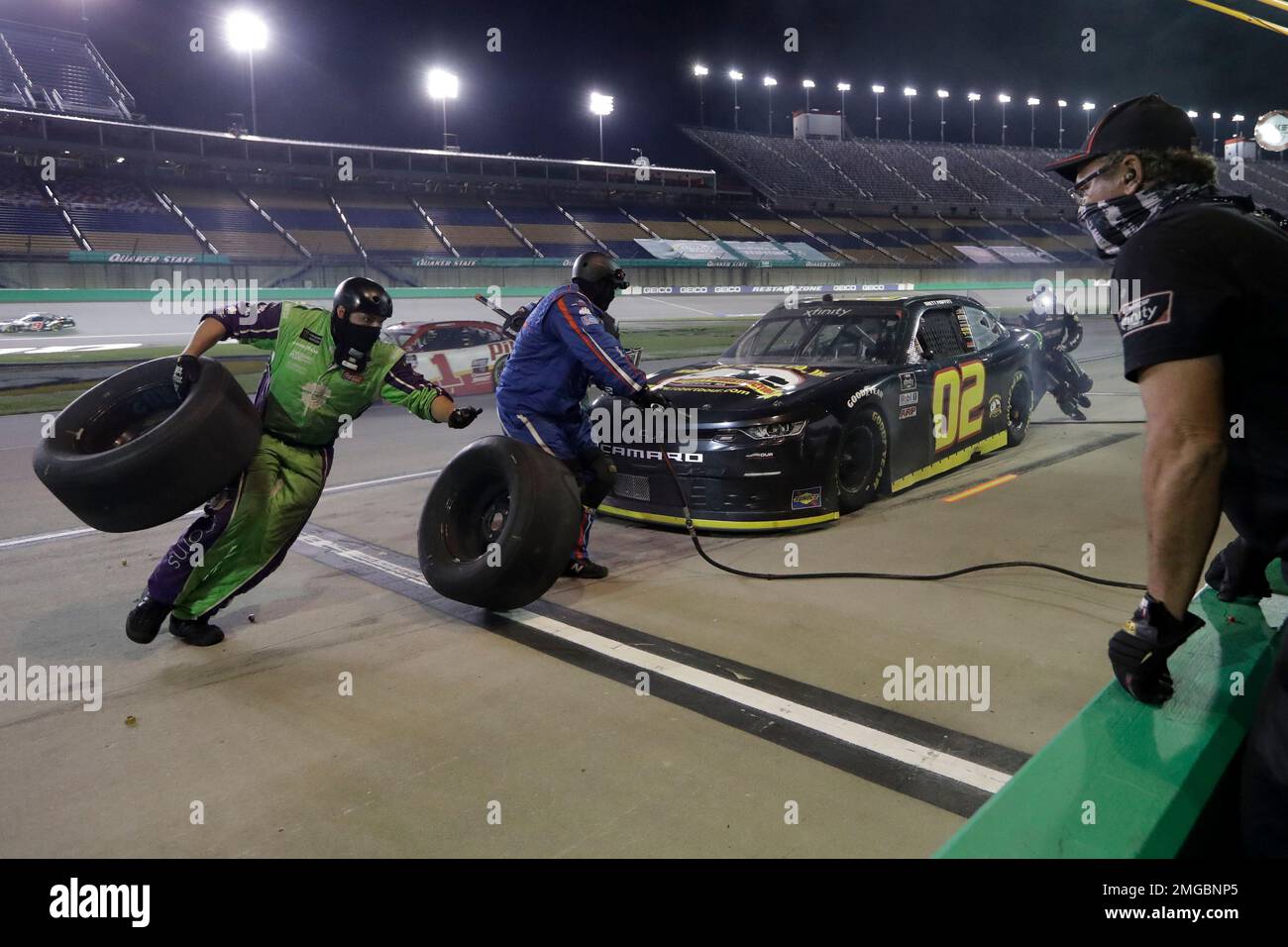 Brett Moffitt (02) makes a pit stop during a NASCAR Xfinity Series auto ...