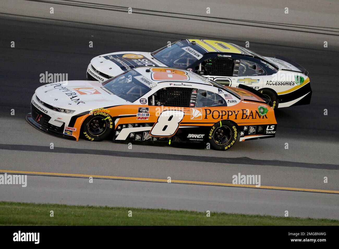 Jeb Burton (8), left, and Ross Chastain (10) run during a NASCAR ...