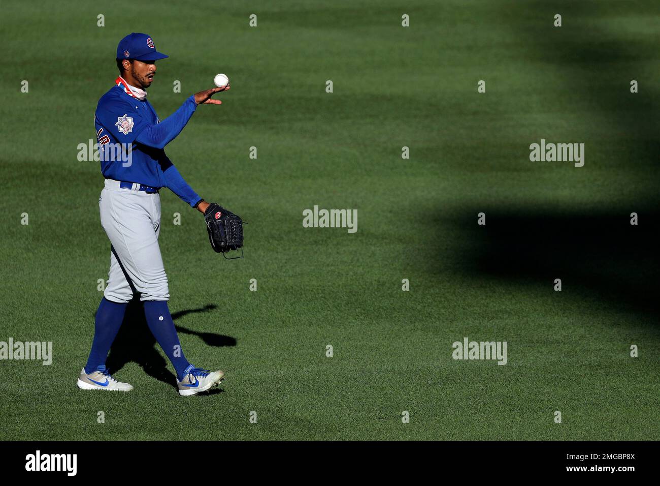Chicago Cubs pitcher Duane Underwood Jr., plays with a ball during ...
