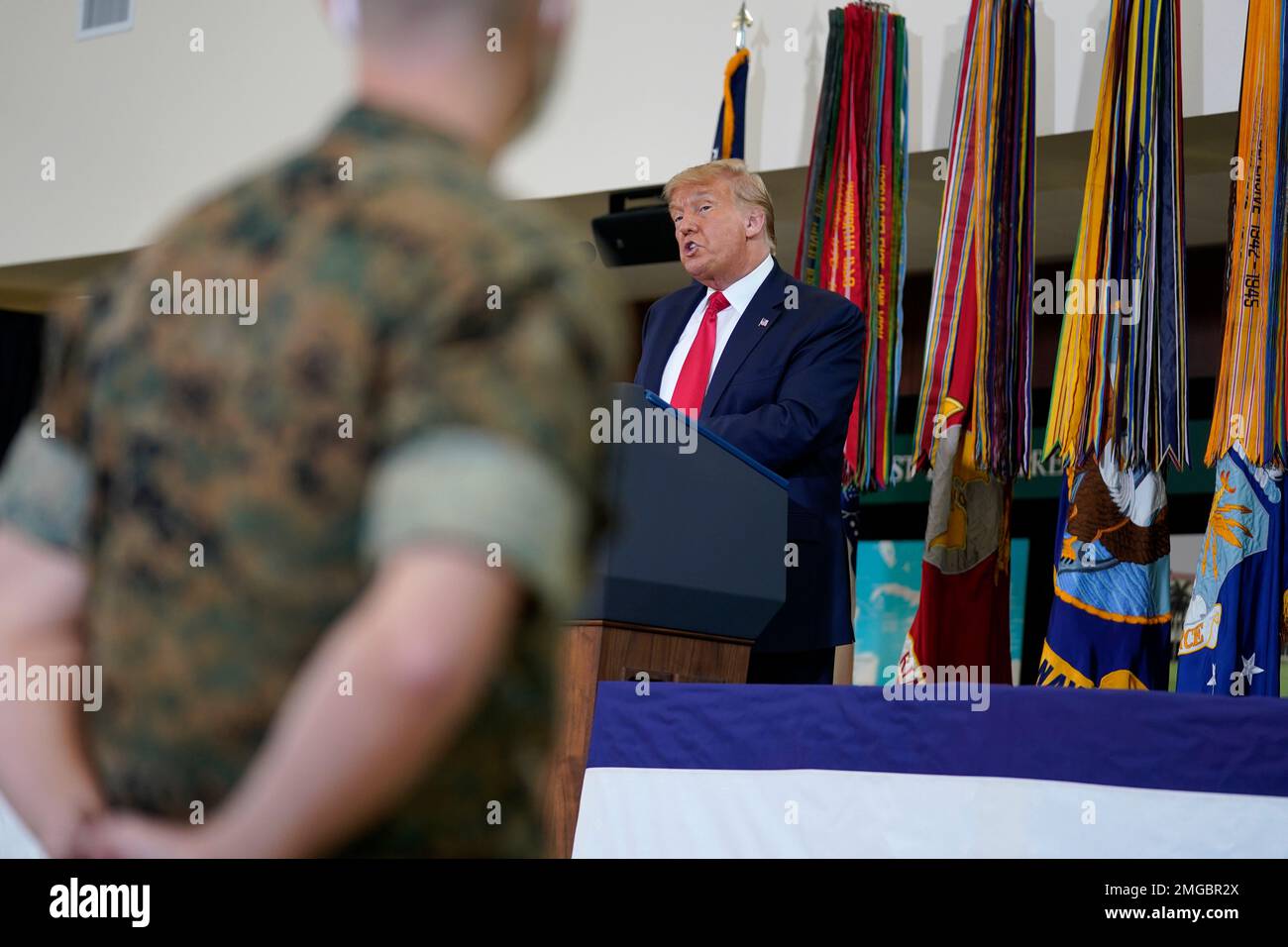 President Donald Trump speaks about the counternarcotics operations at ...