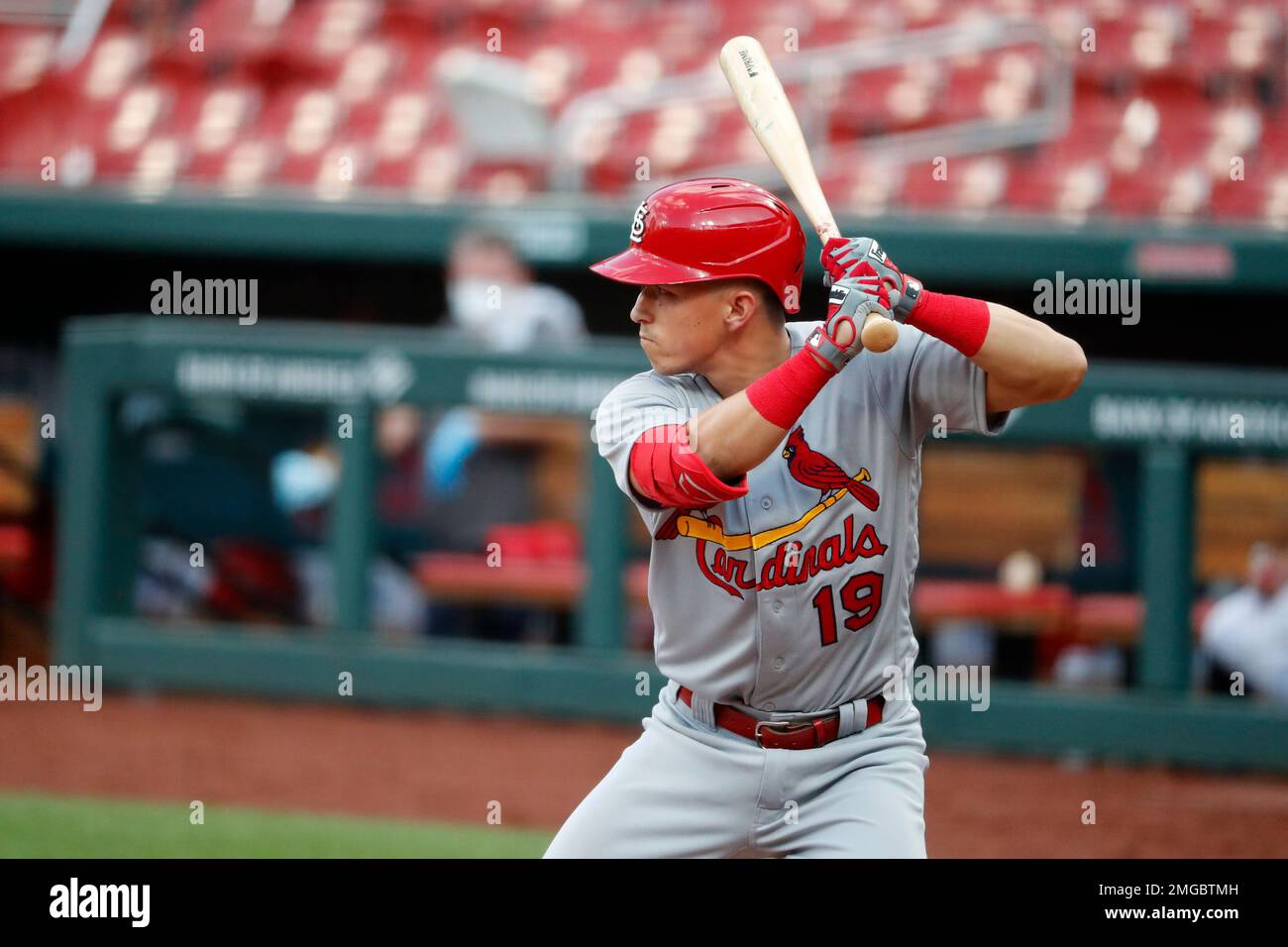 St. Louis Cardinals' Tommy Edman bats during an intrasquad practice ...