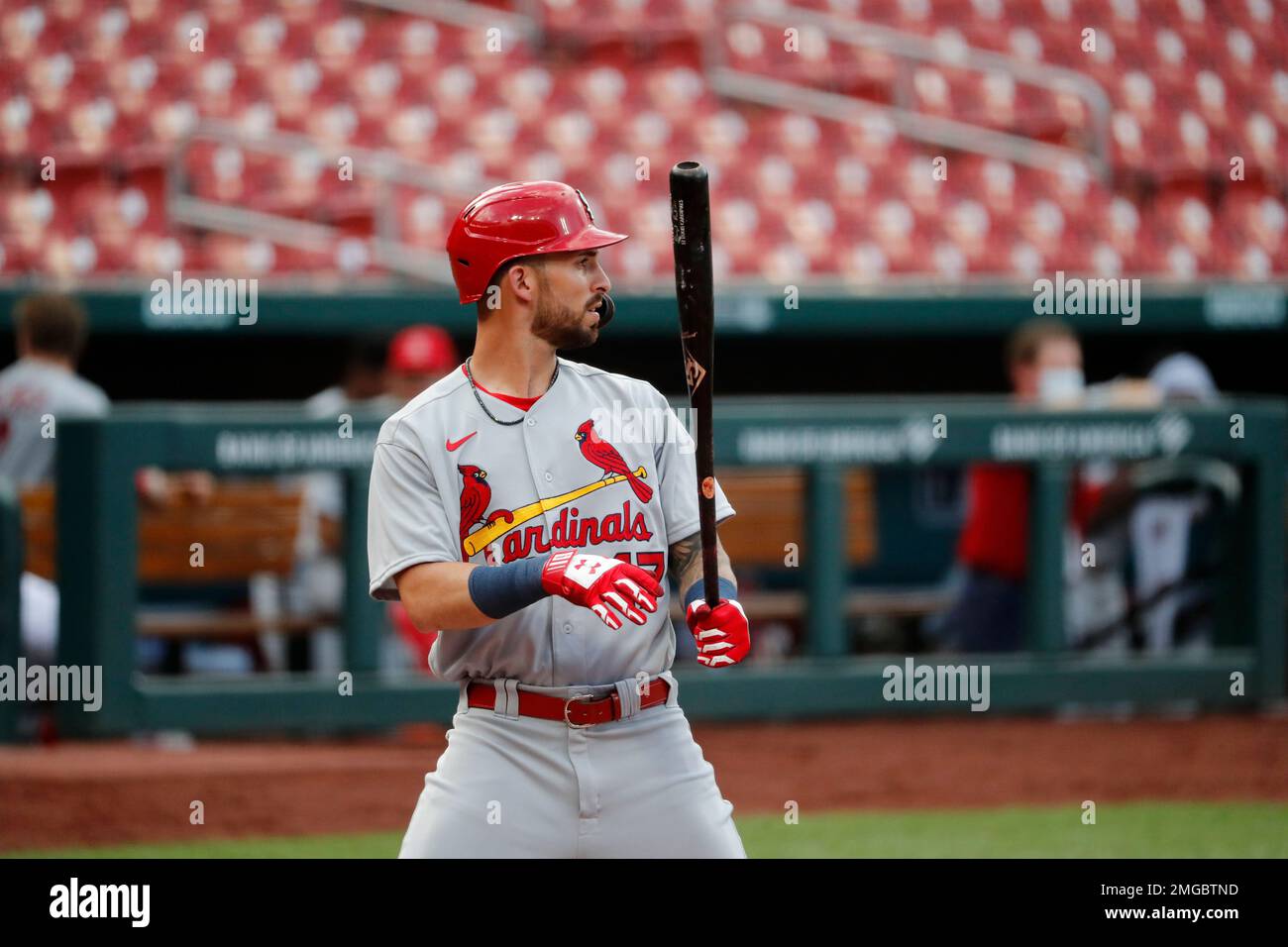St. Louis Cardinals' Rangel Ravelo bats during an intrasquad practice ...