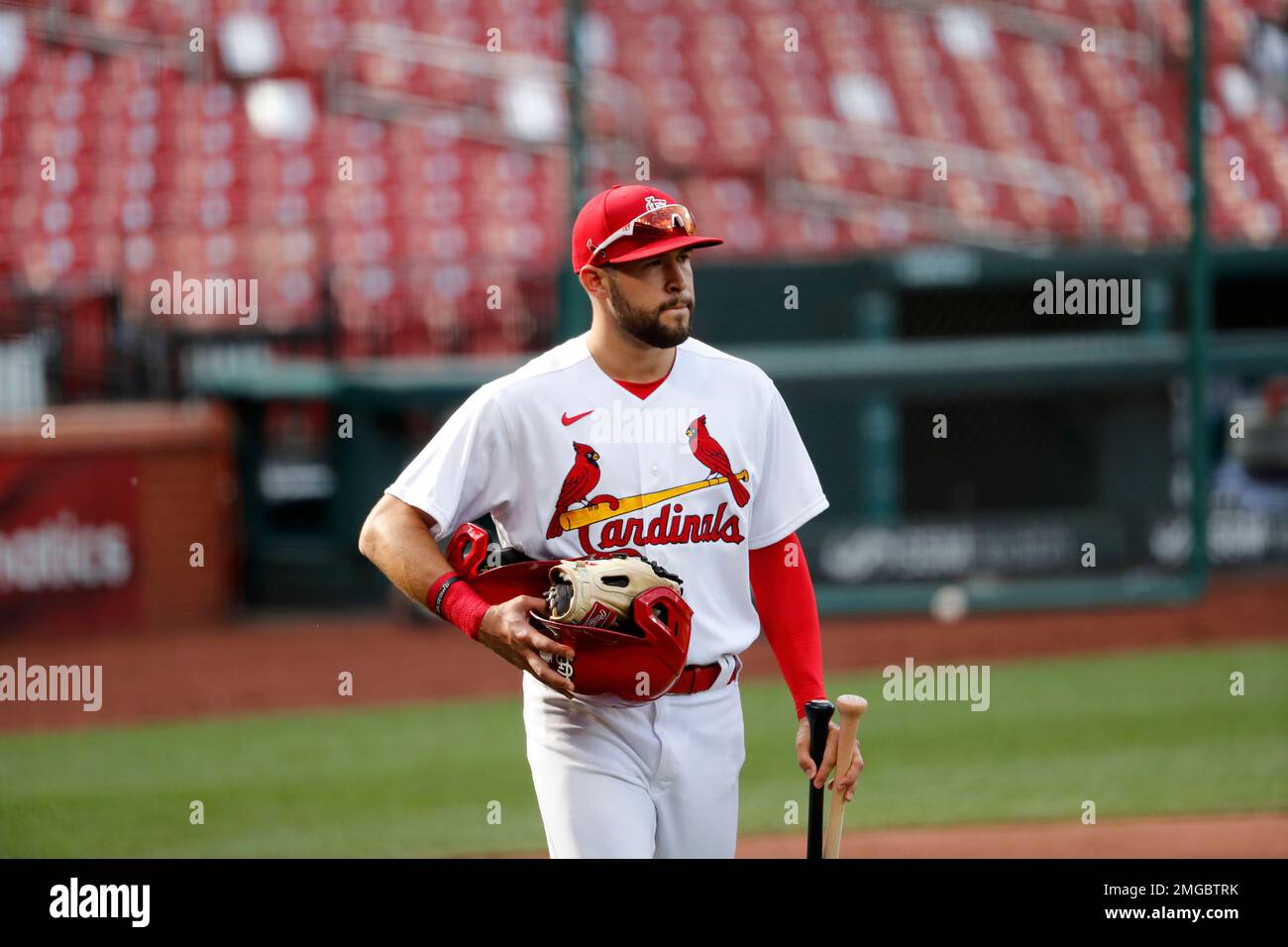 St. Louis Cardinals' Dylan Carlson walks on the field before an ...