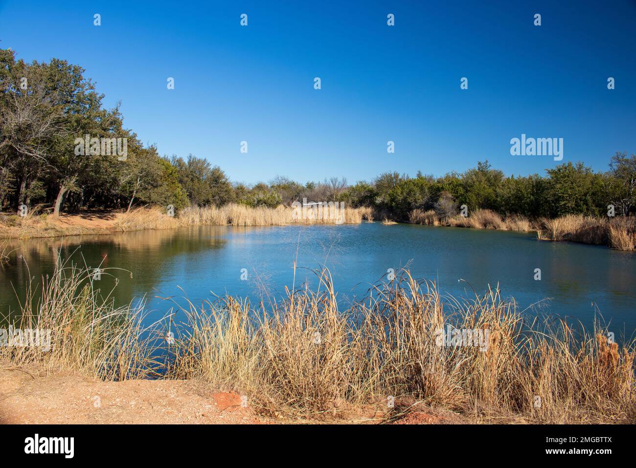 Relaxing fishing pond at Abilene State Park Texas USA Stock Photo - Alamy