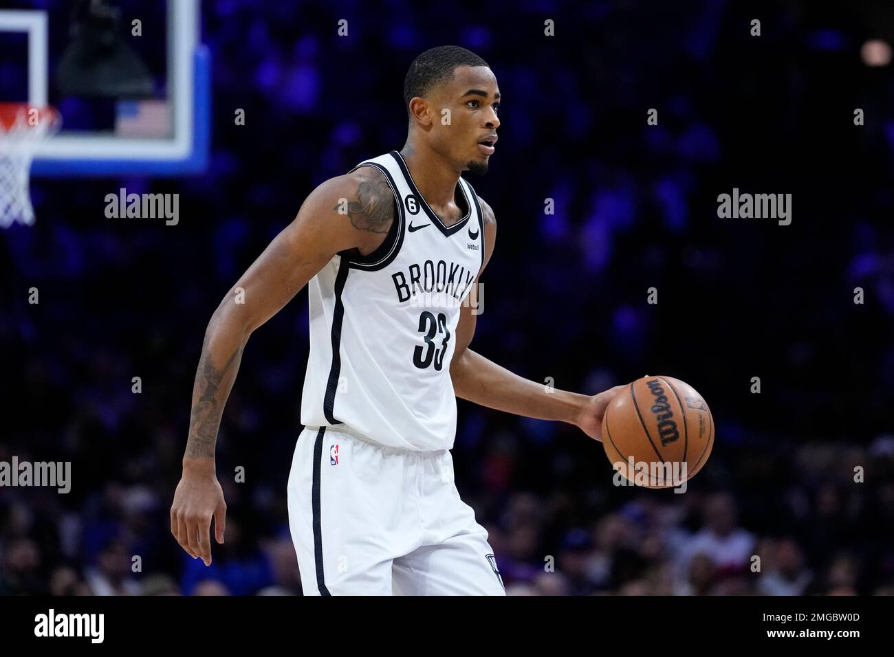 Brooklyn Nets' Nic Claxton plays during an NBA basketball game ...