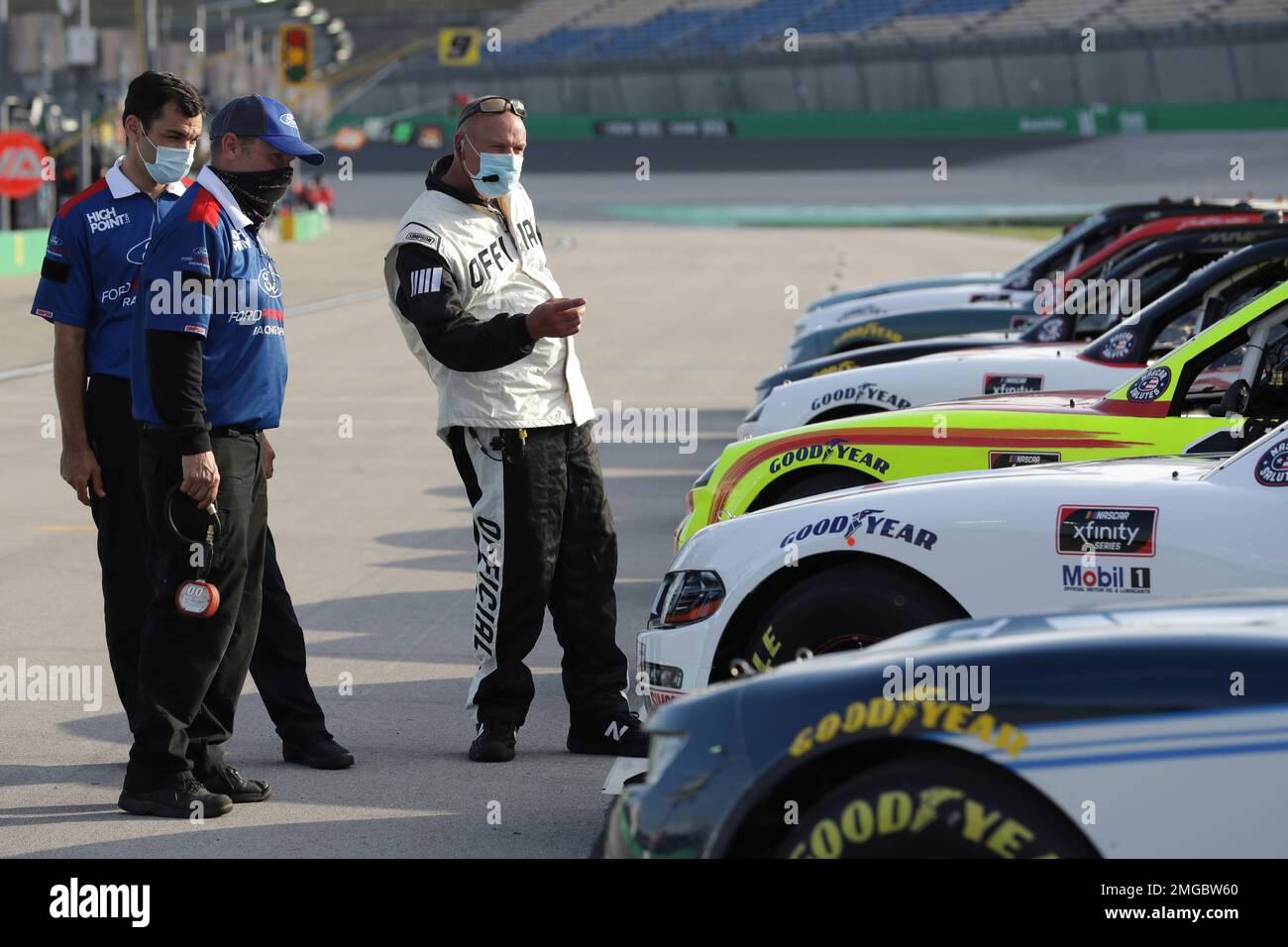 Chase Briscoe's car is prepared for the start of the race before a ...