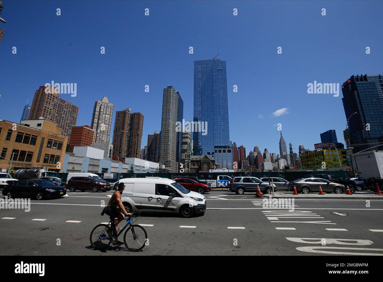 Cars line up to enter the Lincoln Tunnel Thursday, July 9, 2020, in New ...