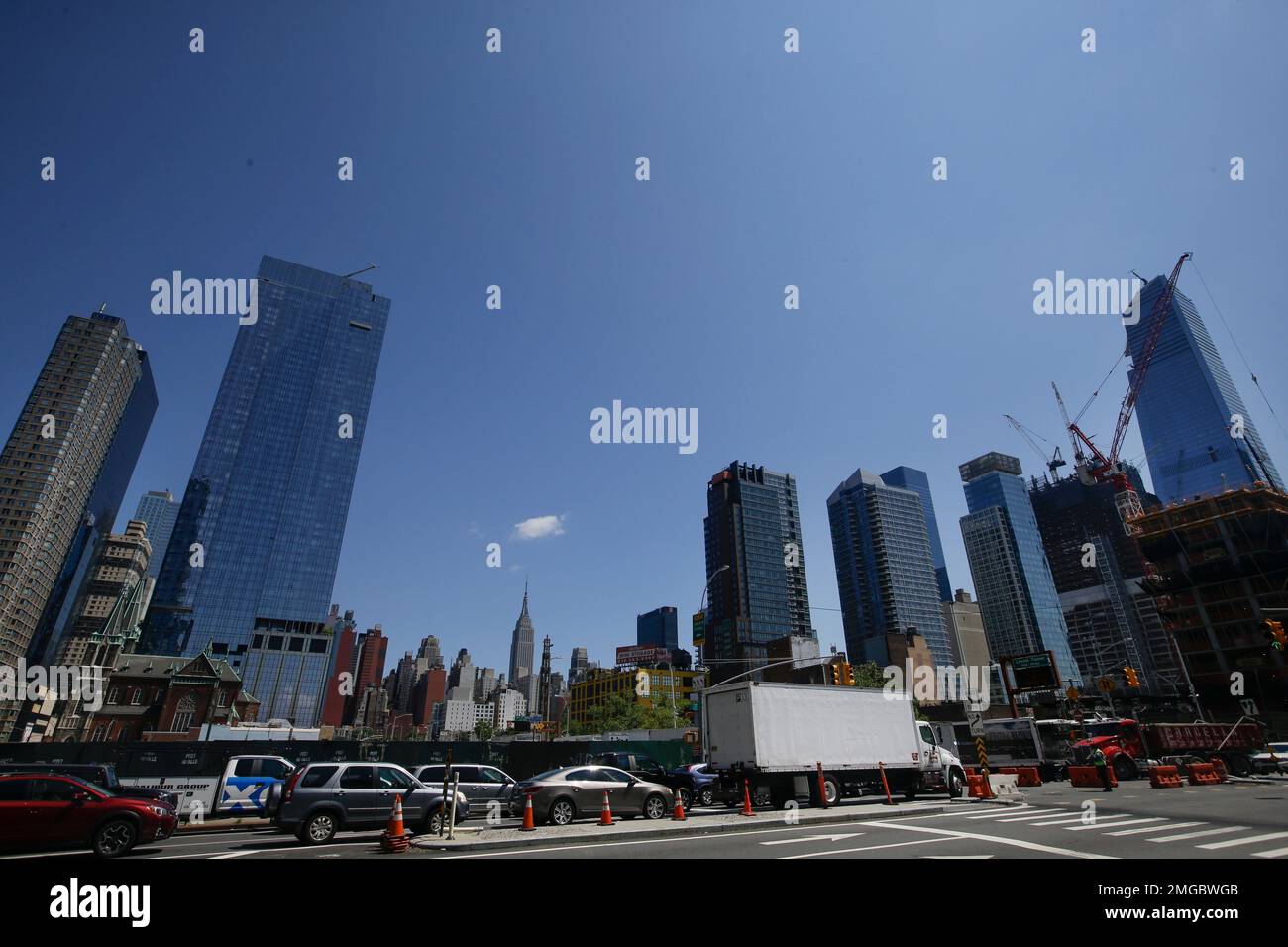 Cars line up to enter the Lincoln Tunnel Thursday, July 9, 2020, in New ...