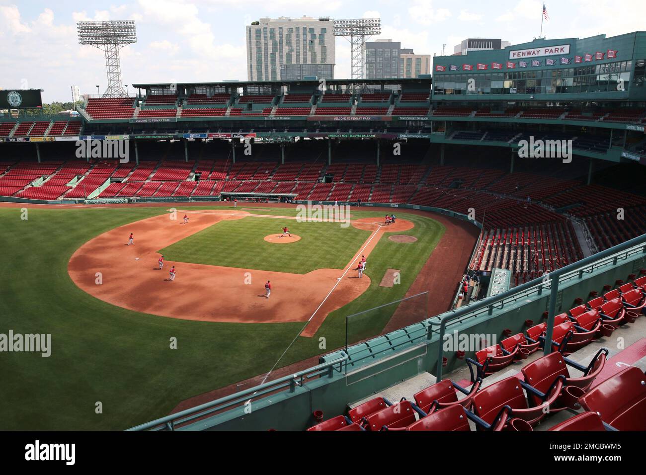 Boston Red Sox play an intra-squad baseball game at a Fenway Park empty ...