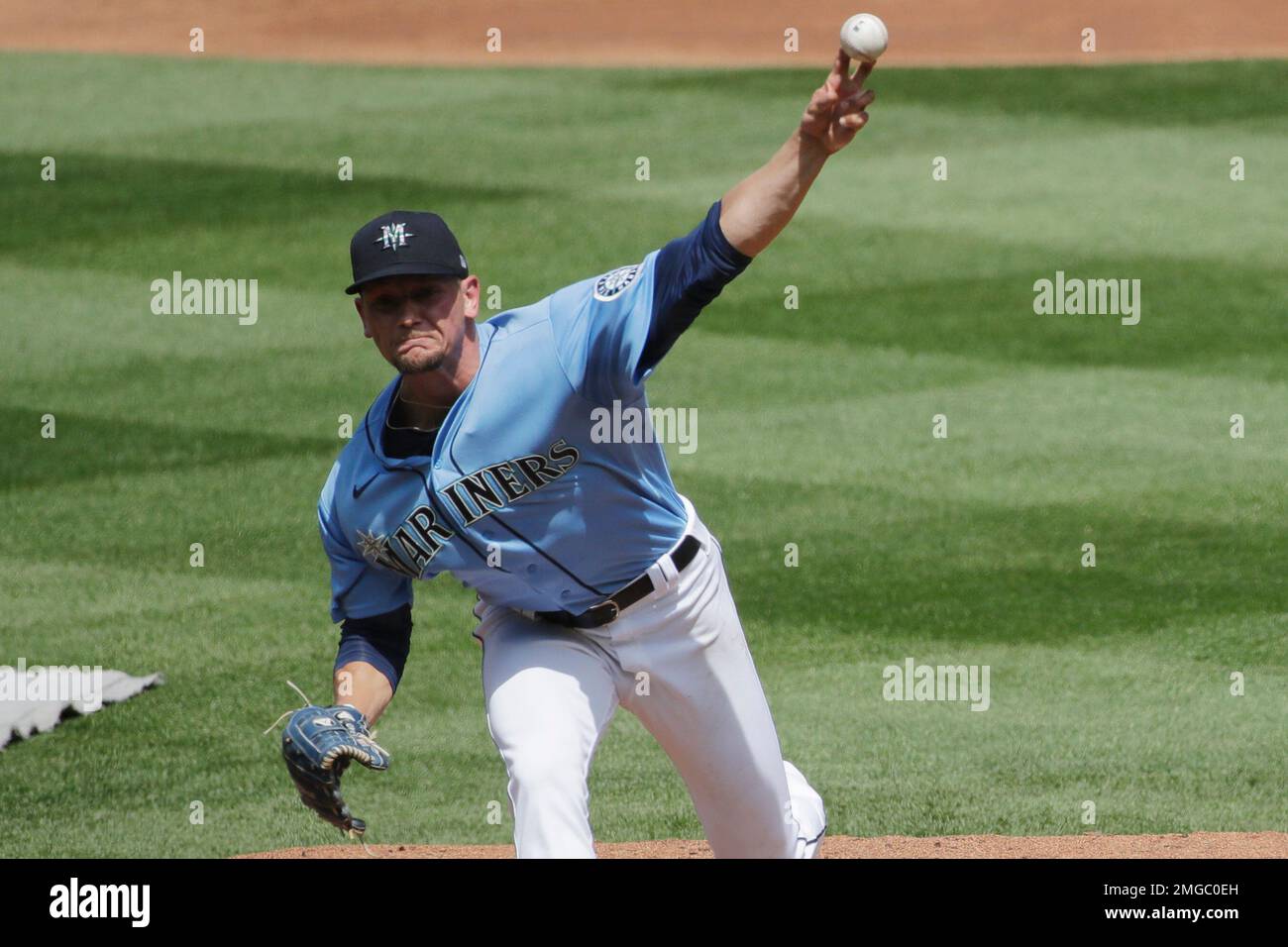 Seattle Mariners pitcher Anthony Misiewicz throws Wednesday, July 8 ...