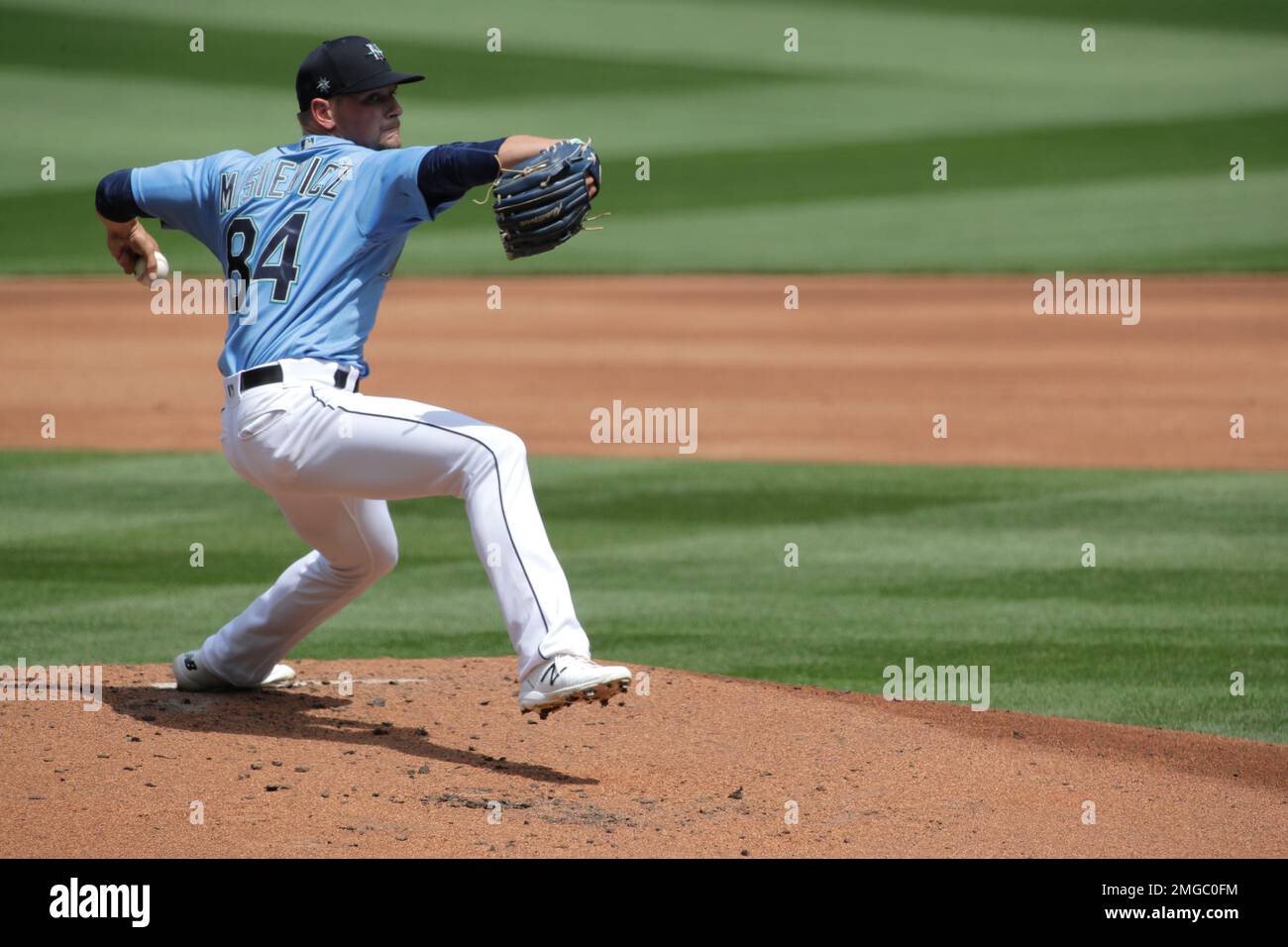 Seattle Mariners pitcher Anthony Misiewicz throws Wednesday, July 8 ...