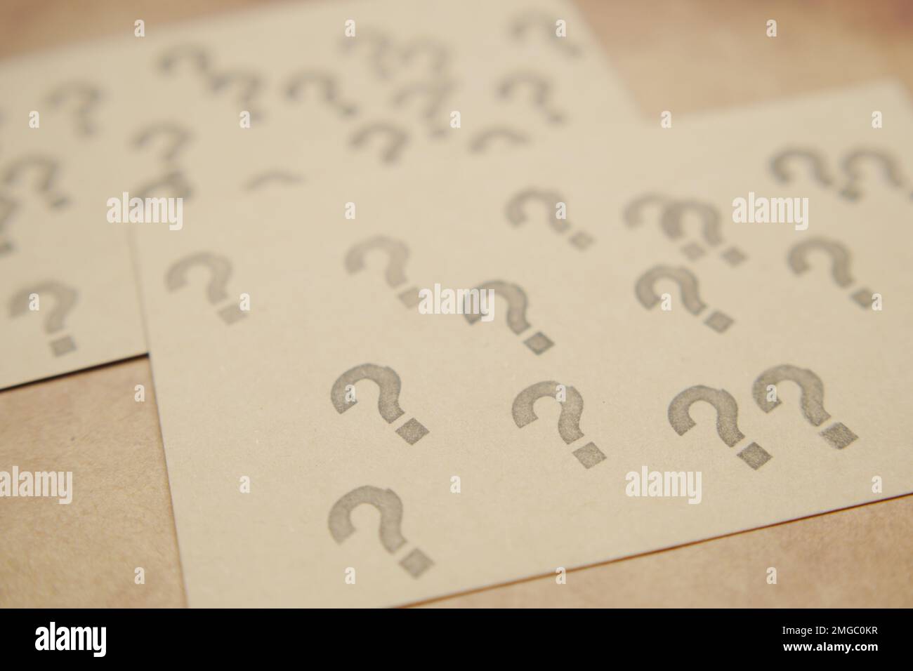 high angle view of question mark on paper on office desk Stock Photo ...