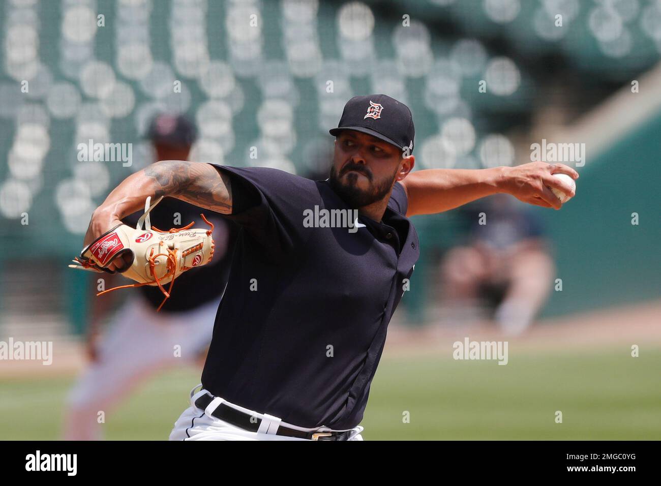 Detroit Tigers pitcher Nick Ramirez throws during an intrasquad ...
