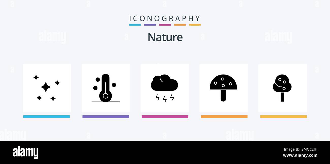 Nature Glyph 5 Icon Pack Including vegetable. mushroom. weather. food ...
