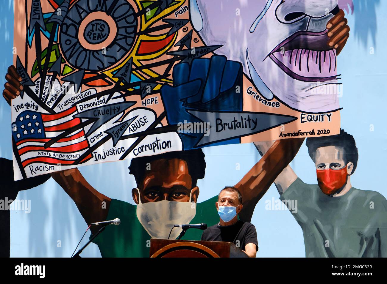 Jamie Masada, owner of the Laugh Factory talks during the unveiling of ...