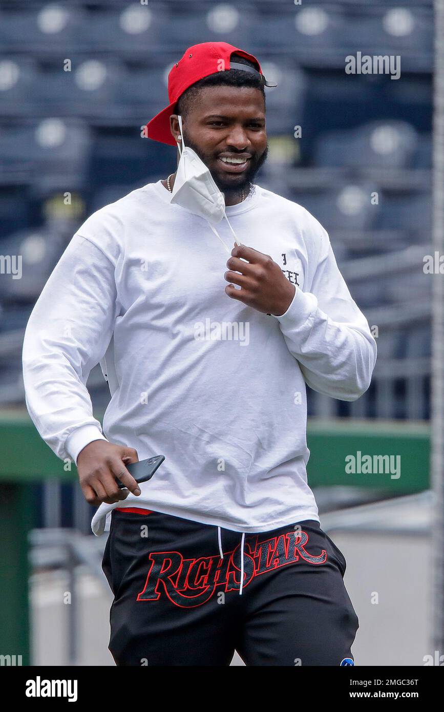 Pittsburgh Pirates Gregory Polanco arrives for a team workout at a ...