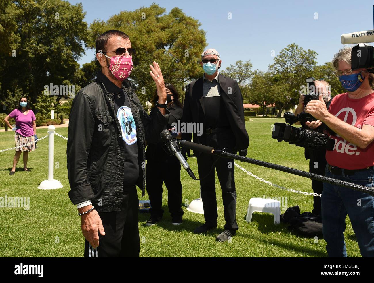 Musician Ringo Starr is interviewed at an event to celebrate his 80th ...