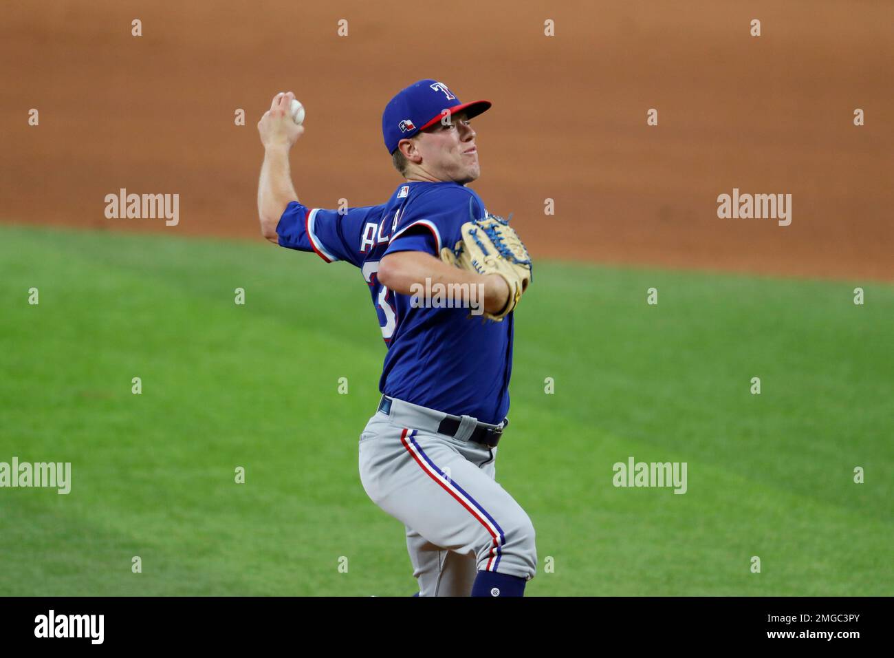 Texas Rangers pitcher Kolby Allard throws to the plate in an intrasquad ...
