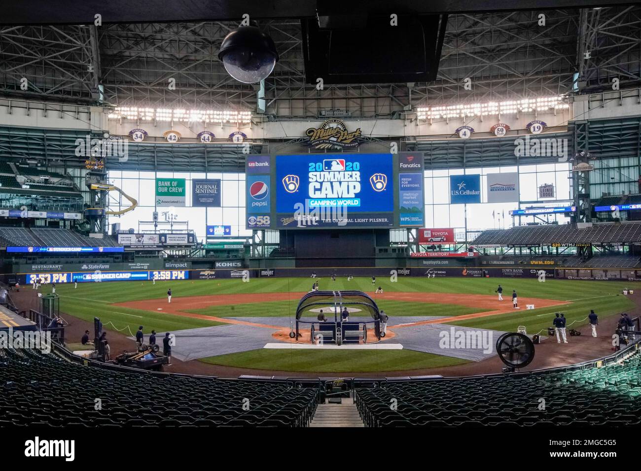 Milwaukee Brewers' practice Monday, July 6, 2020, at Miller Park in ...