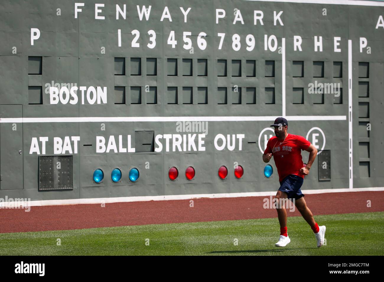 Boston Red Sox's J.D. Martinez works out during baseball practice at ...