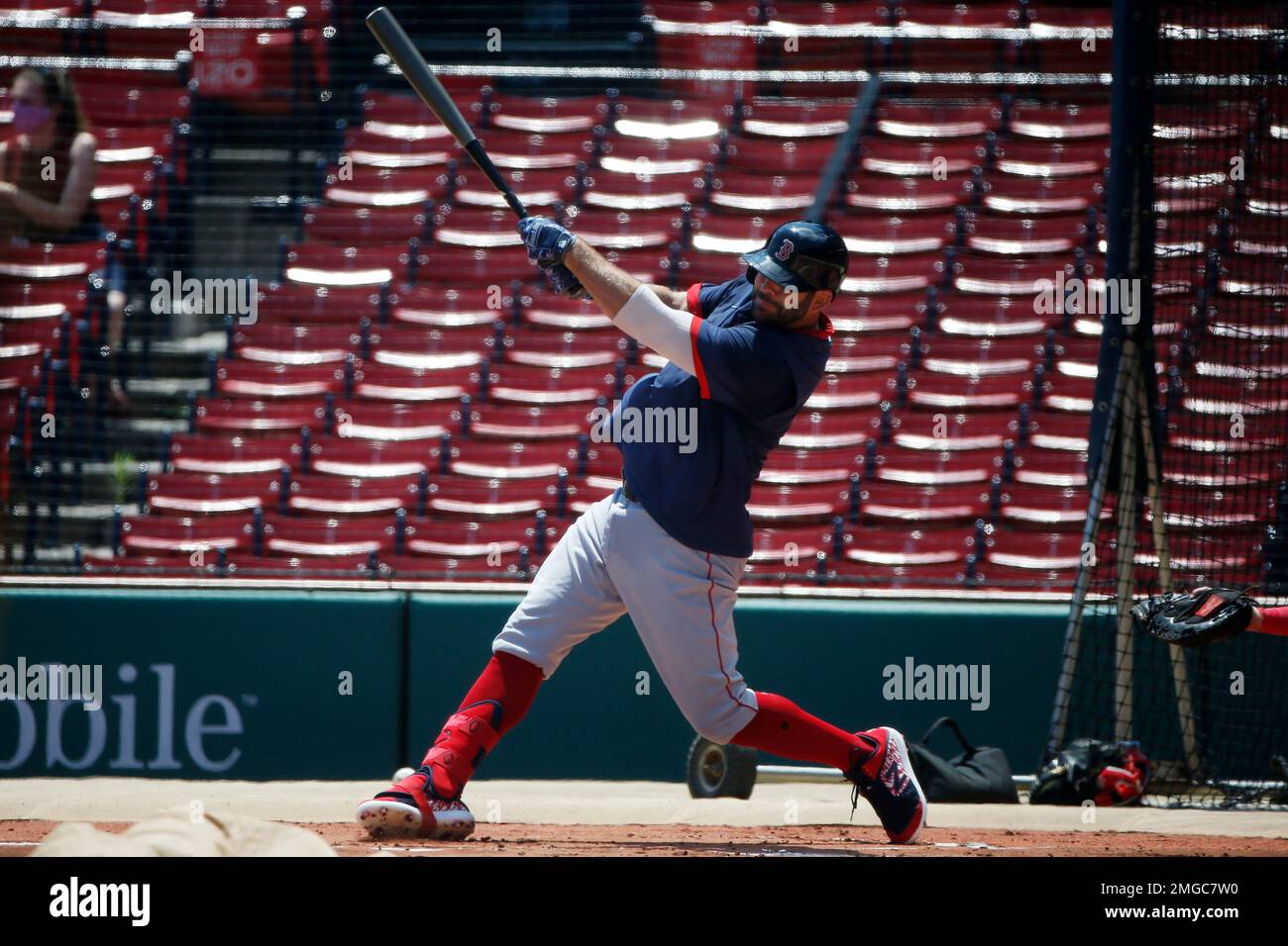 Boston Red Sox's Mitch Moreland swings during baseball practice at ...
