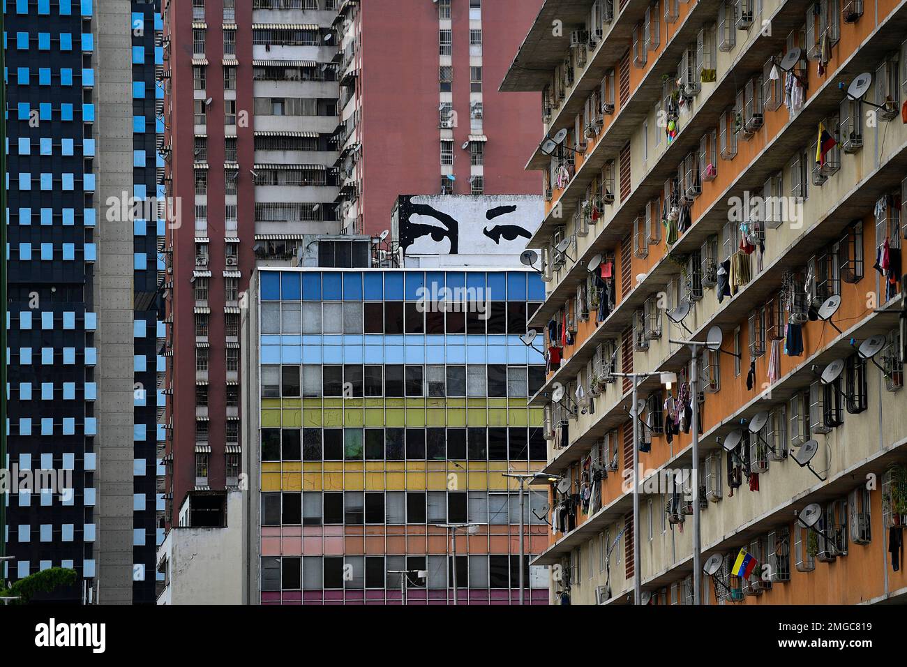 A mural depicts "Chavez's eyes" a design based on the eyes of the late ...