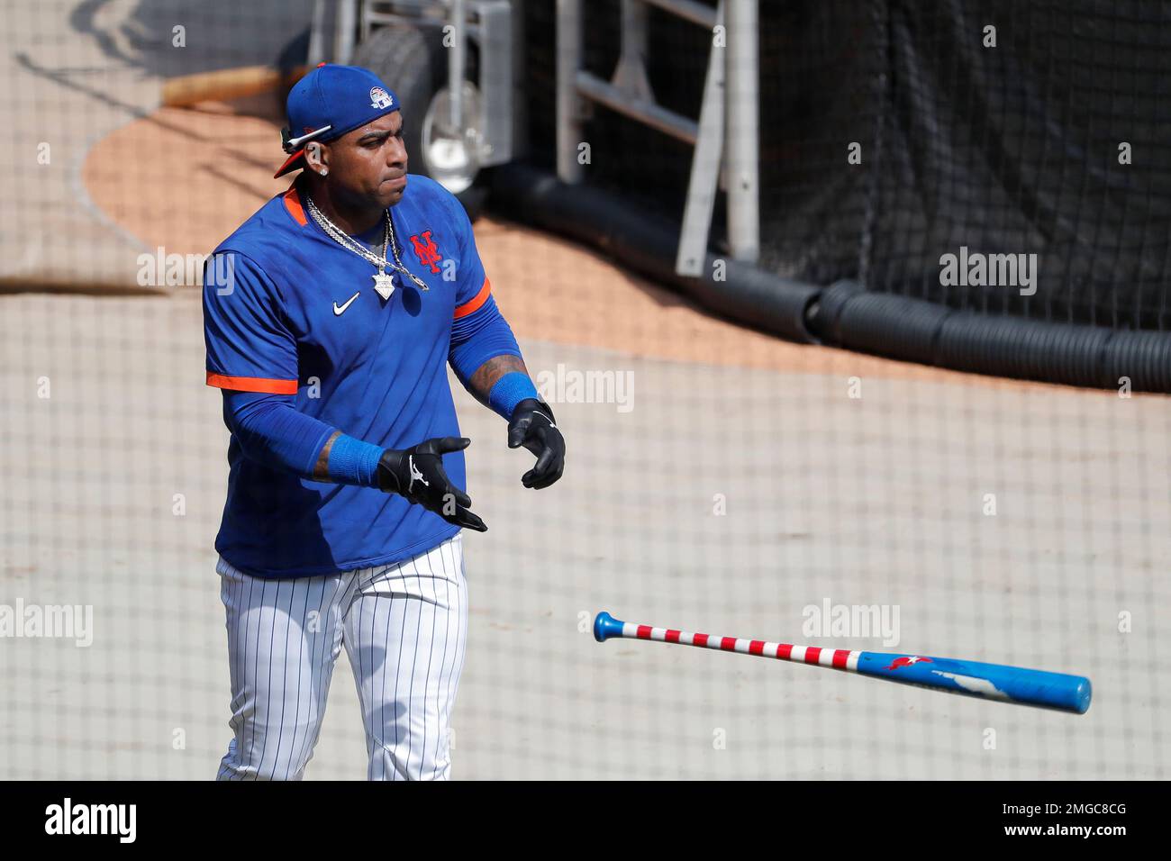New York Mets outfielder Yoenis Cespedes participates in a baseball ...