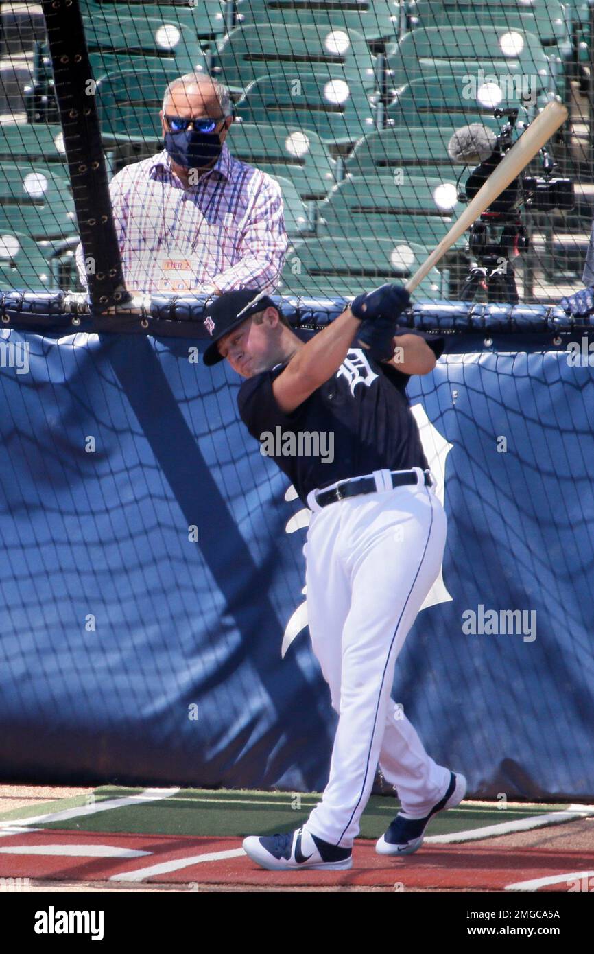 Detroit Tigers' Spencer Torkelson hits in the batting cage as Tigers ...