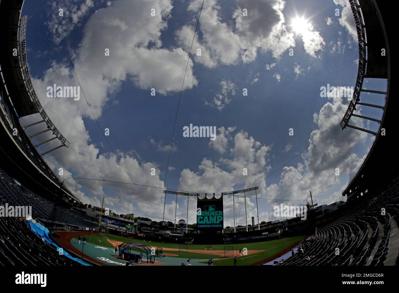 Kansas City Royals players work out during baseball practice at ...