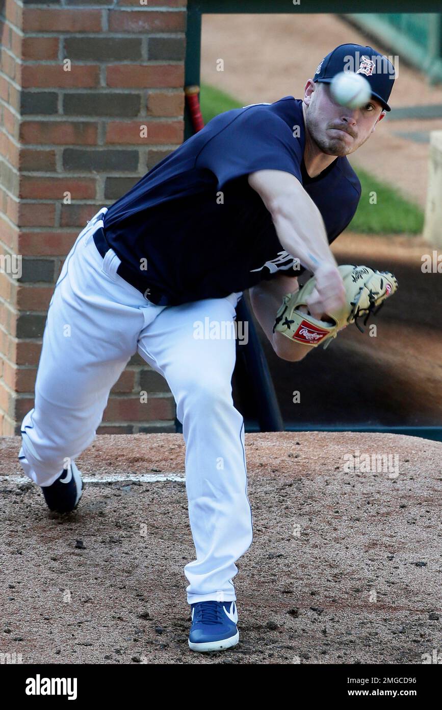 Detroit Tigers' Beau Burrows (37) pitches in the bullpen during ...