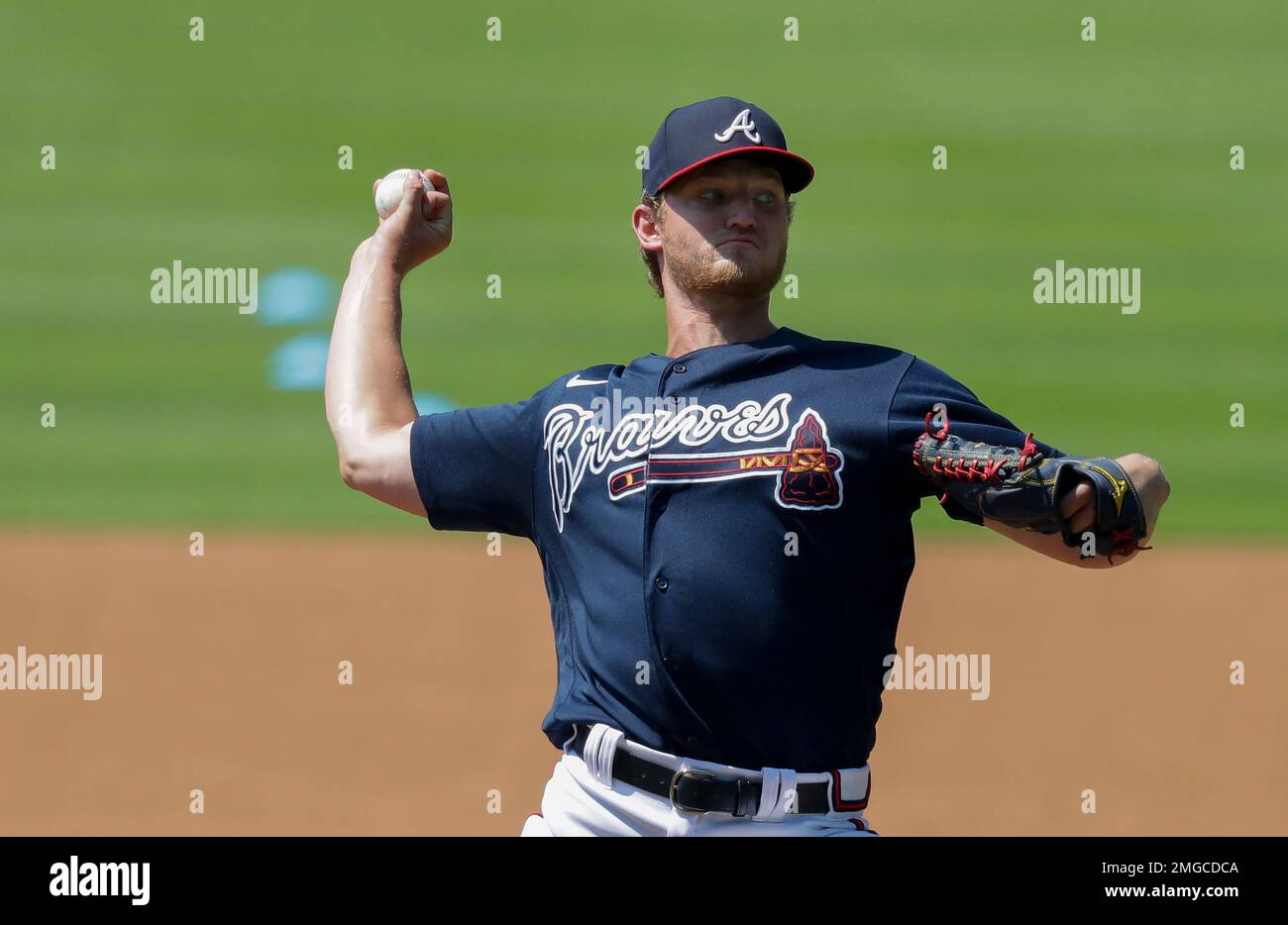 Atlanta Braves' Mike Soroka throws during team baseball practice at ...