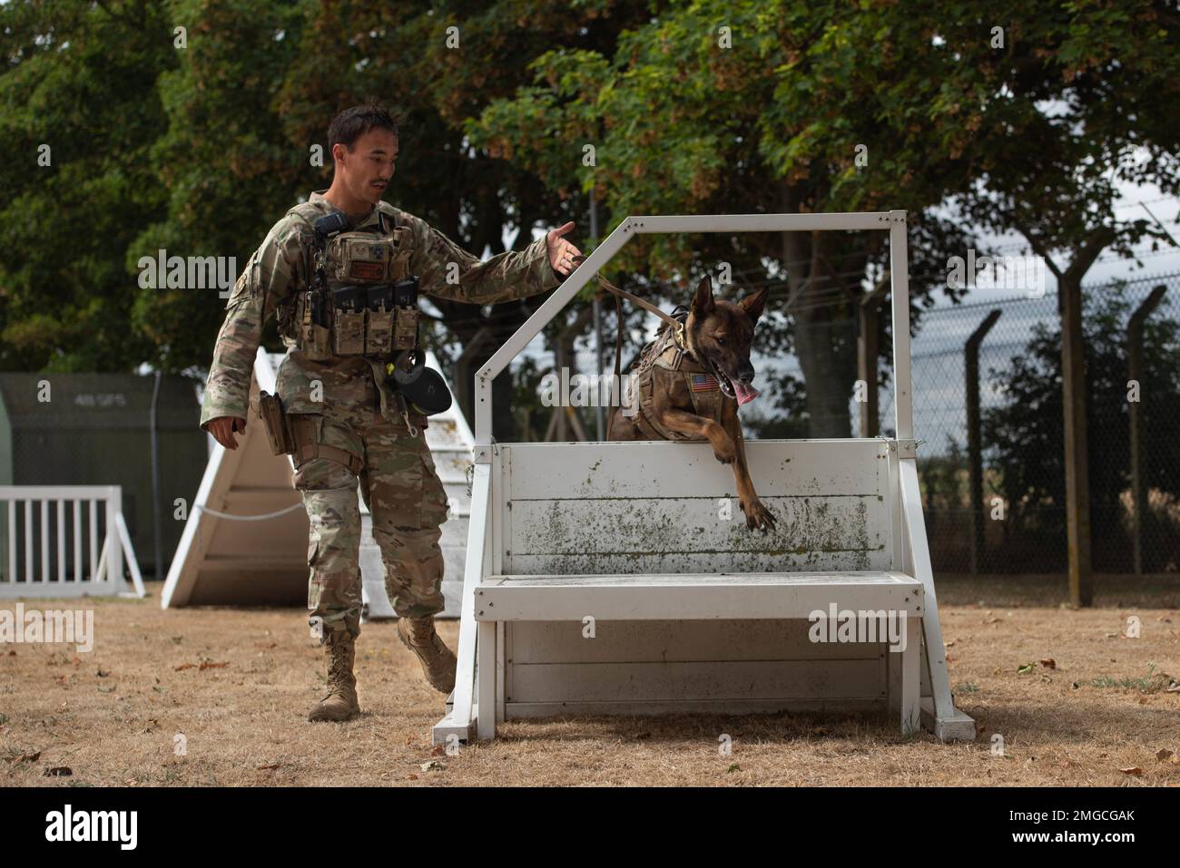 U.S. Air Force Staff Sgt. Dylan White, military working dog handler ...