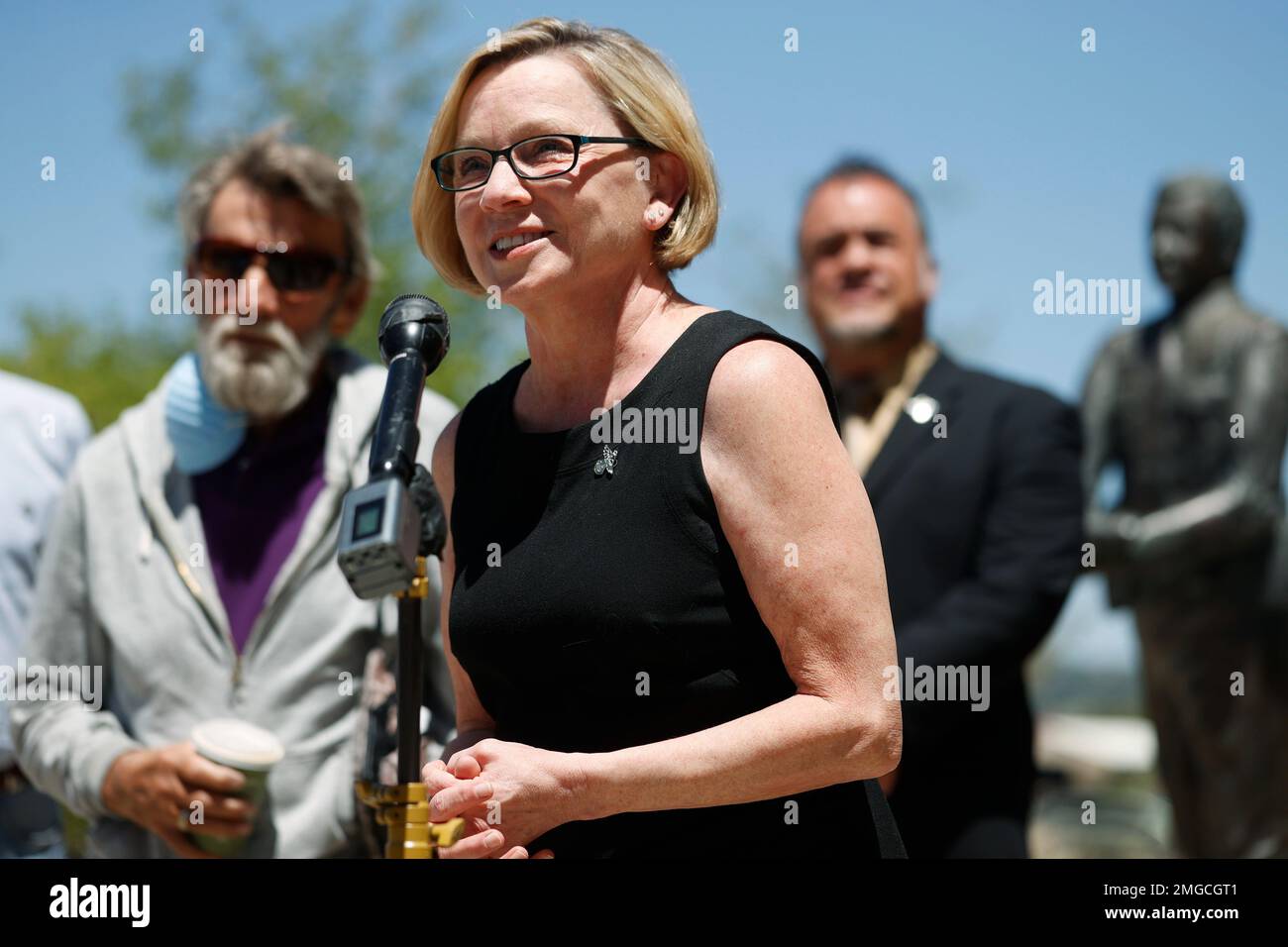 Kimberly Obremski La Tourette of Lee, N.H., speaks at a news conference ...