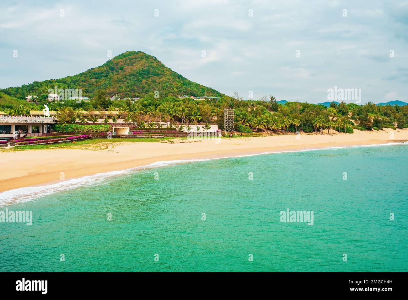 Nanshan Buddhism Cultural Zone. View of the beach on the territory of ...