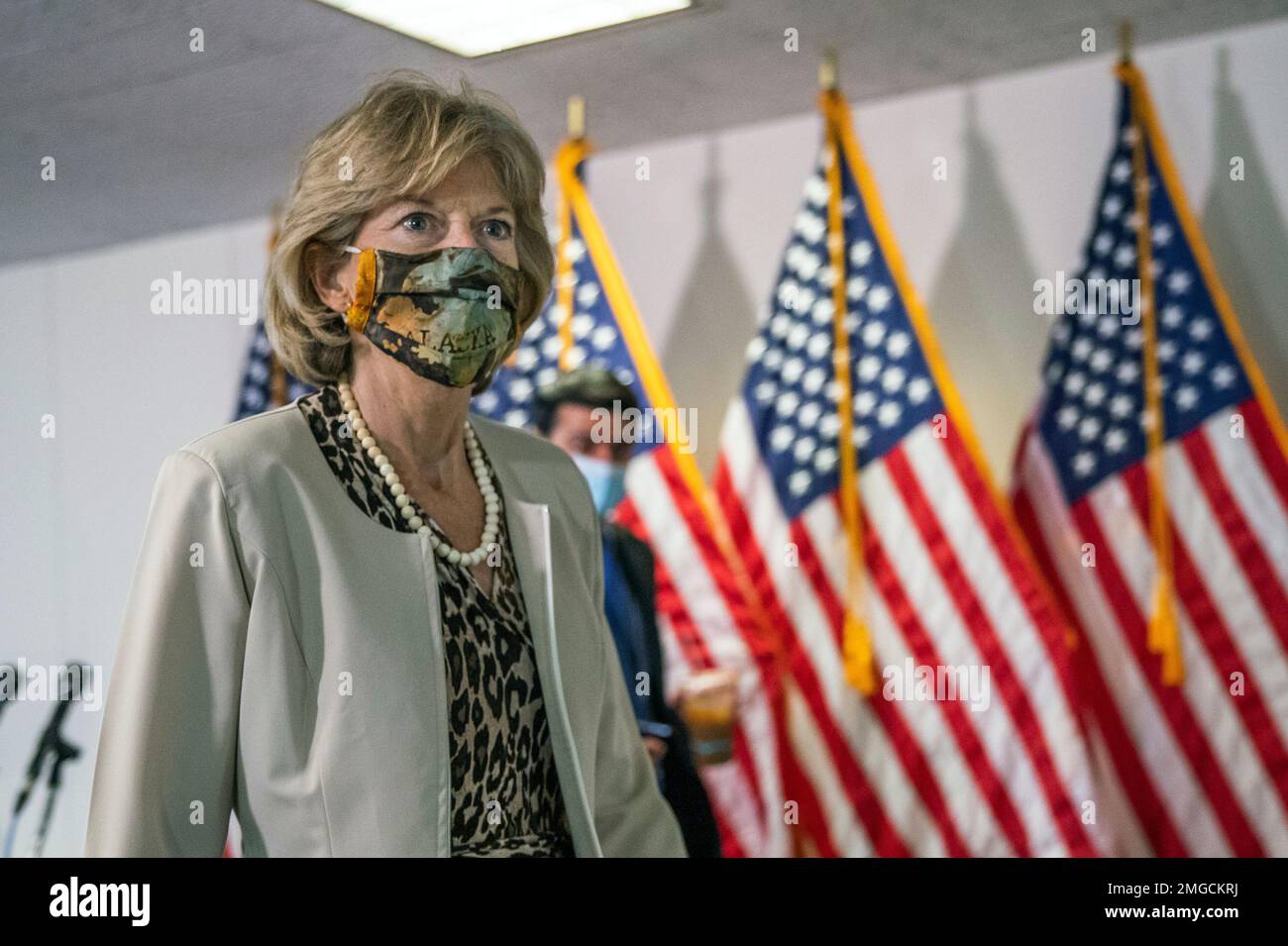 Sen. Lisa Murkowski, R-Alaska, arrives for a GOP policy meeting on ...
