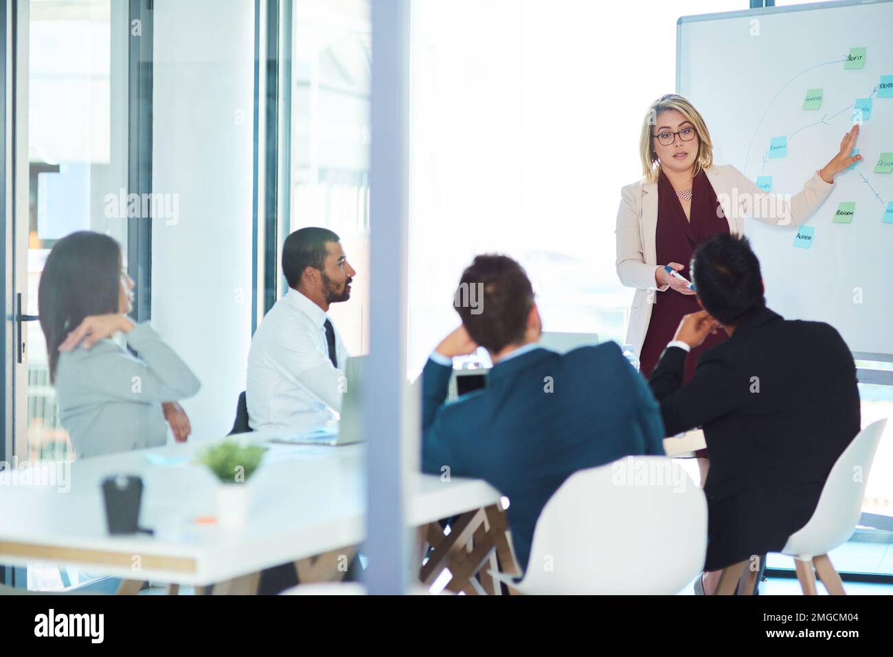 Lets discuss how we can improve this. corporate businesspeople having a ...