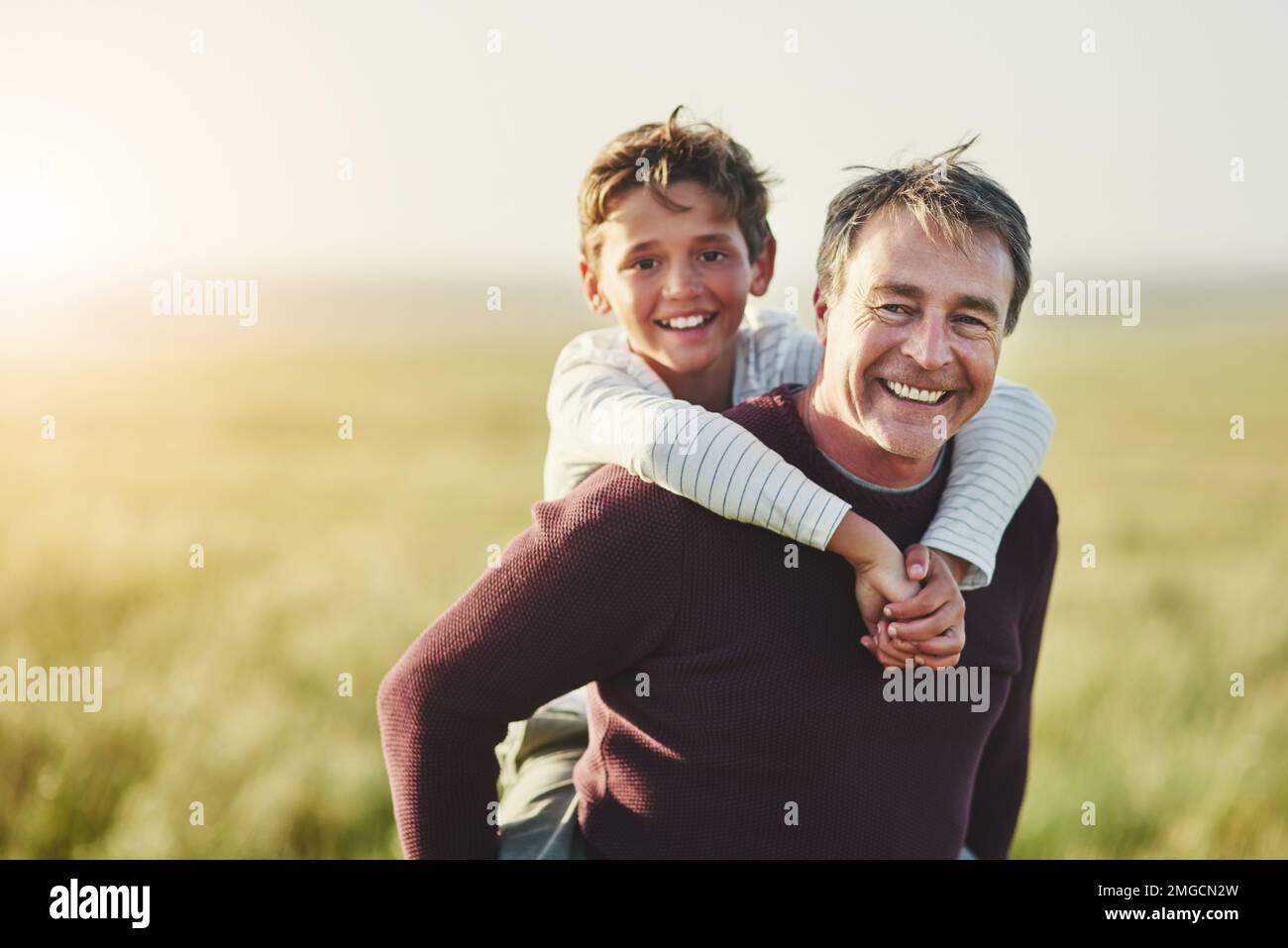We came out to enjoy a fun-filled day. Portrait of a father and son ...