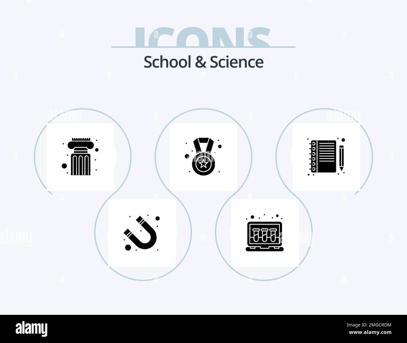 School And Science Glyph Icon Pack 5 Icon Design. notebook. badge ...