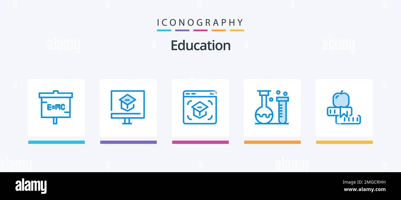 Education Blue 5 Icon Pack Including lab. chemistry. online. school ...