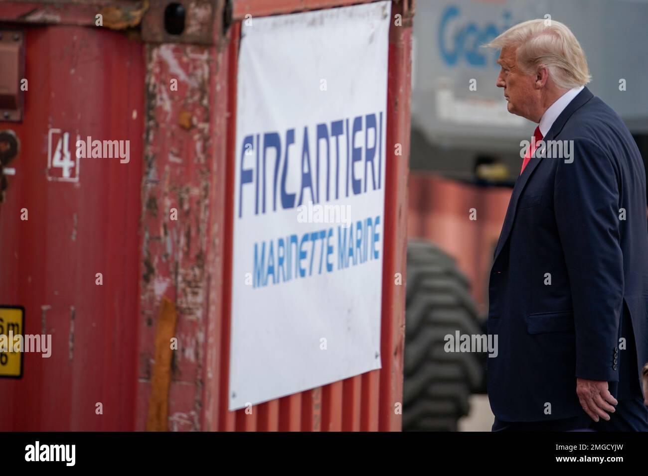 President Donald Trump leaves the stage after speaking at an event at ...