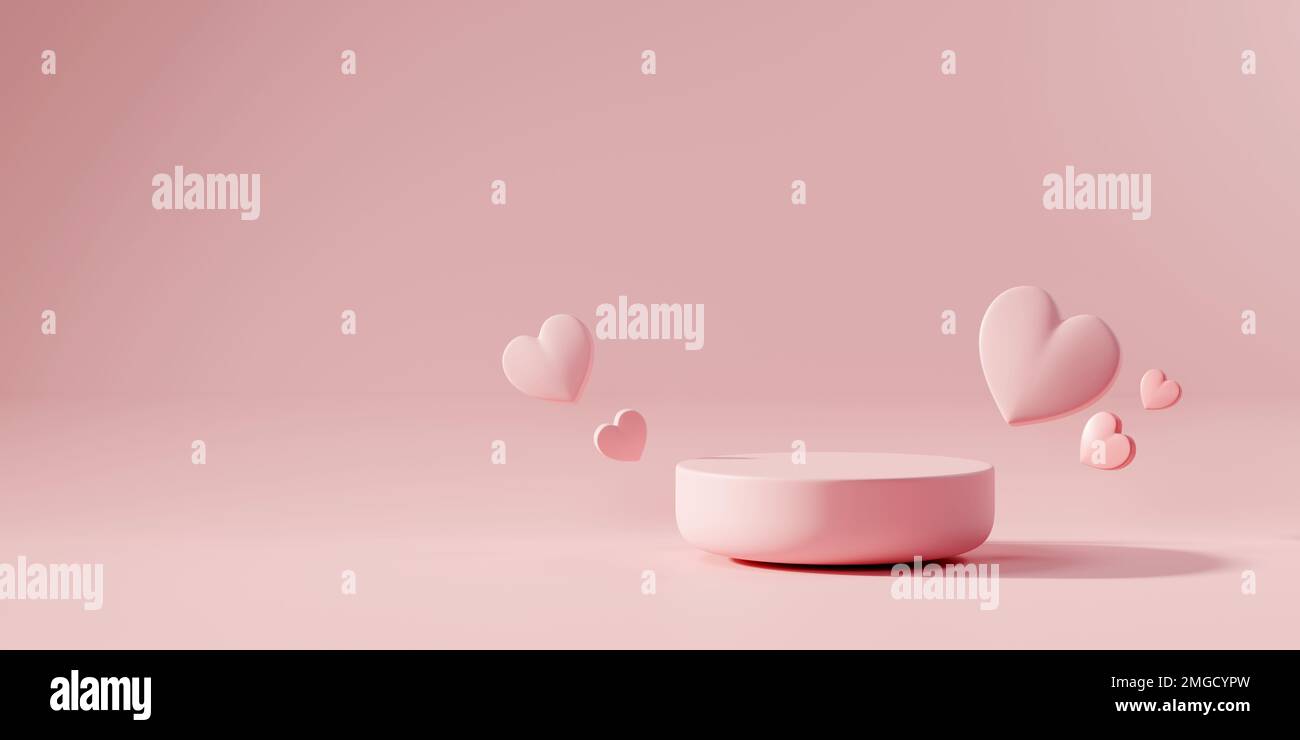 Valentine's day stage podium mock up with heart product display ...