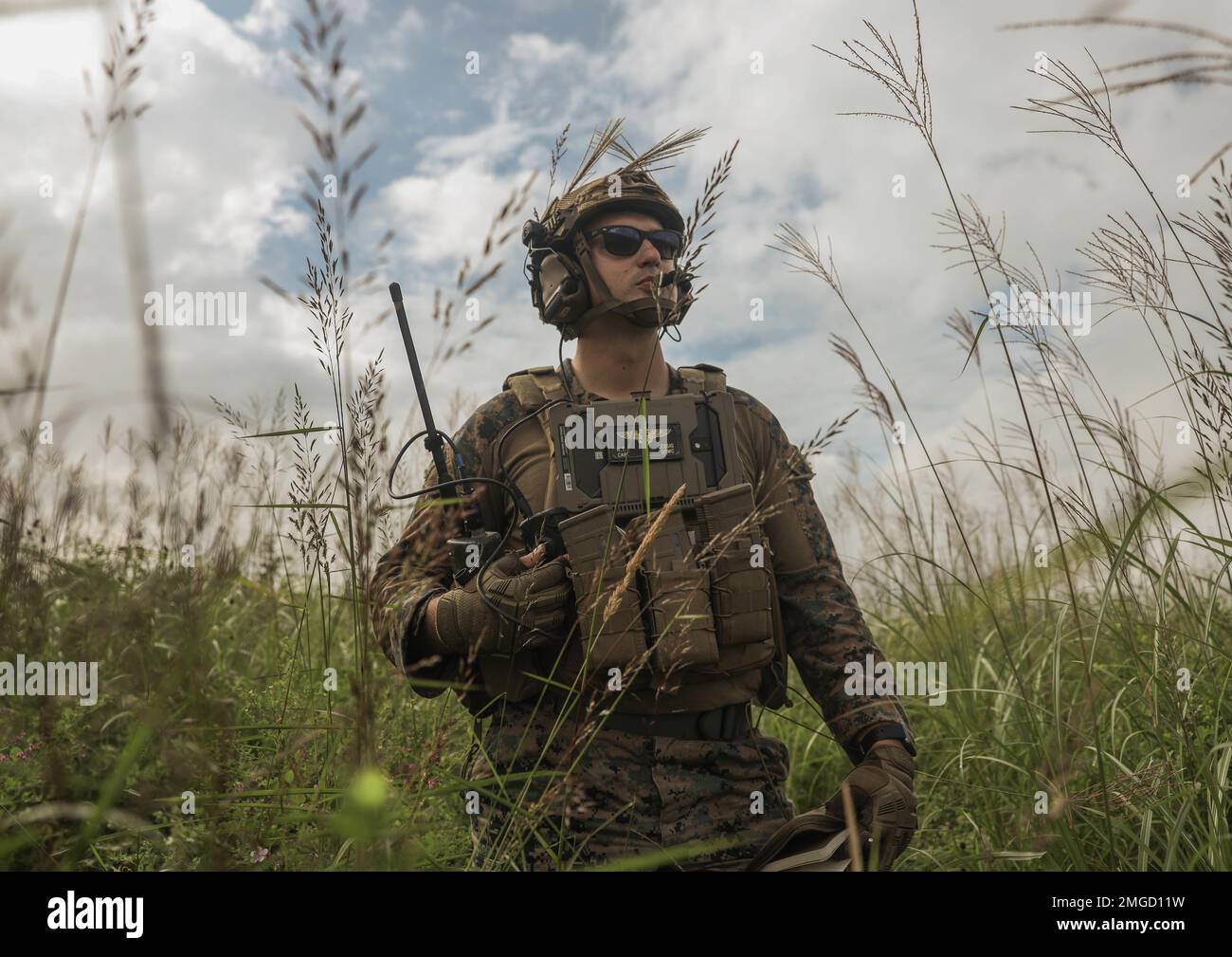 U.S. Marine Corps Captain Raymond Lessig, air officer with 3d Battalion ...