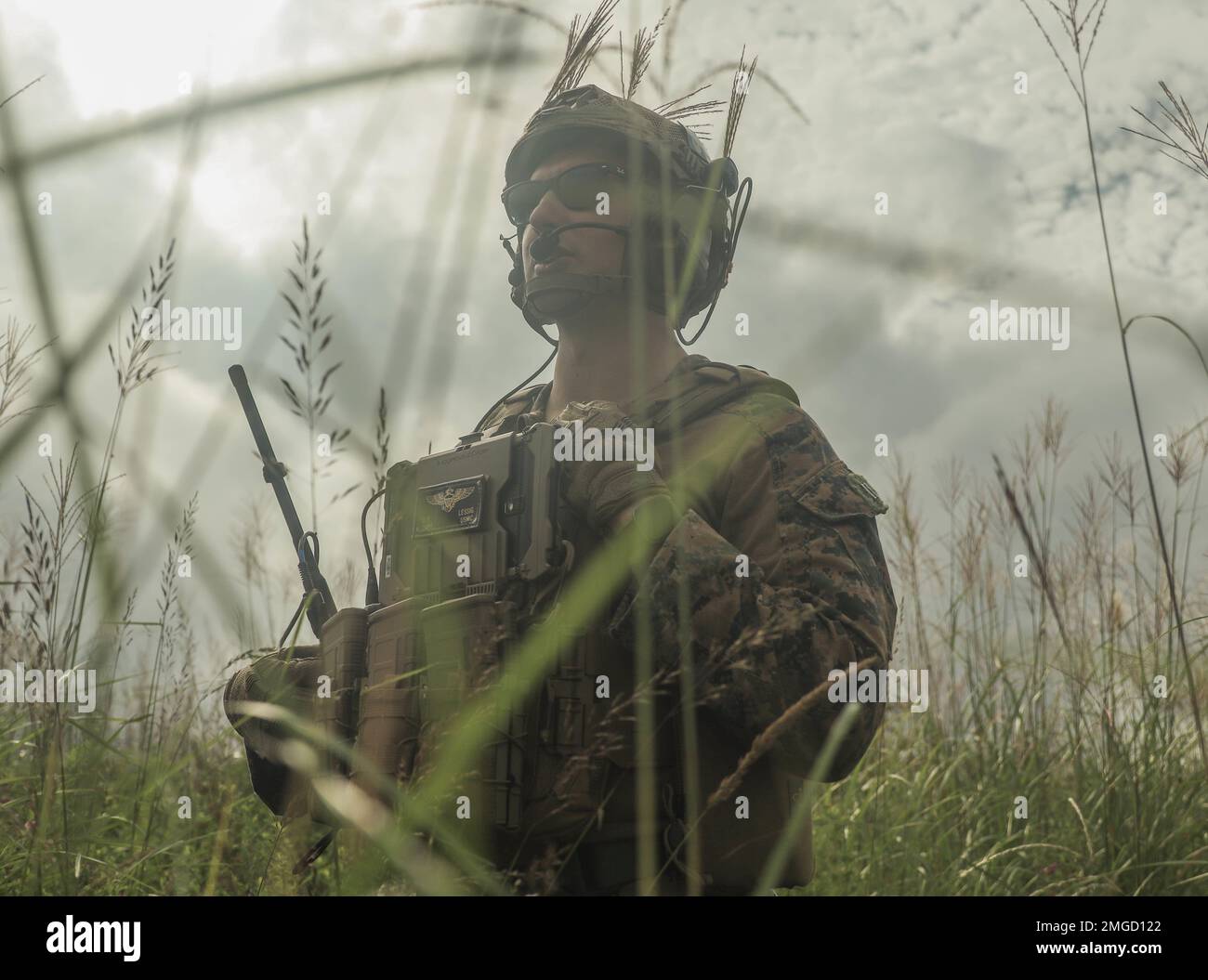 U.S. Marine Corps Captain Raymond Lessig, air officer with 3d Battalion ...