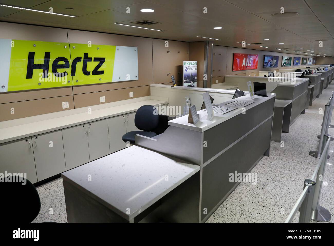 The car rental desk at Love Field sit unattended in the early afternoon ...