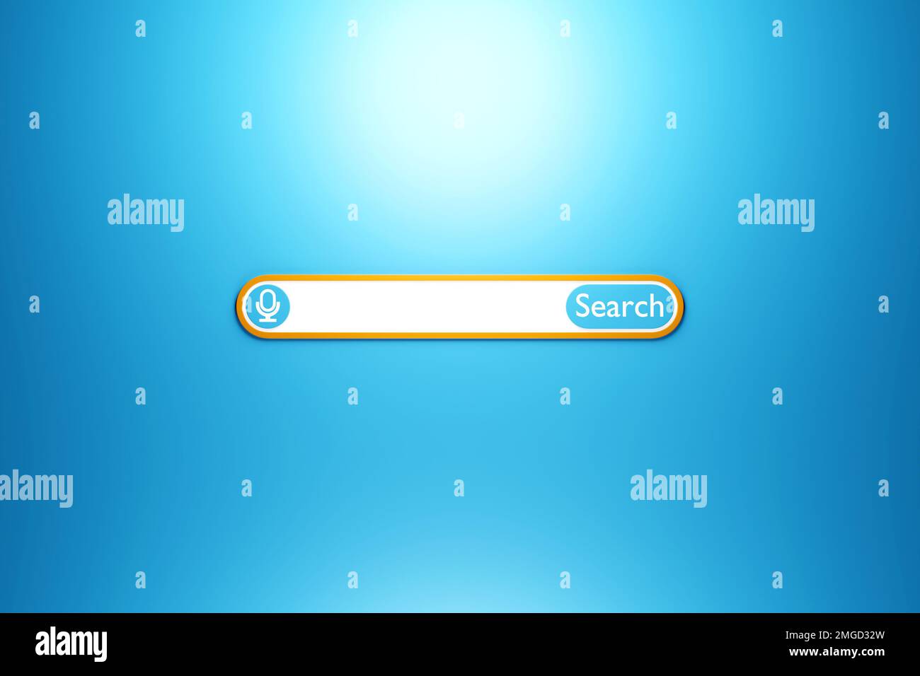 3D illustration, Search bar design element on a blue background. Search ...